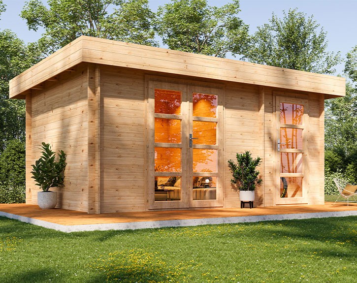 Finnhaus Wolff Holz-Gartenhaus Gerlis 4530 28 + Fußboden - 28mm ...